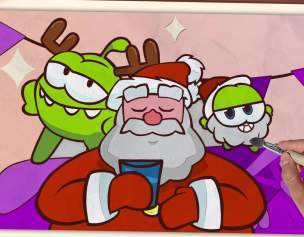 Om Nom Christmas | Learn English and Color the Christmas